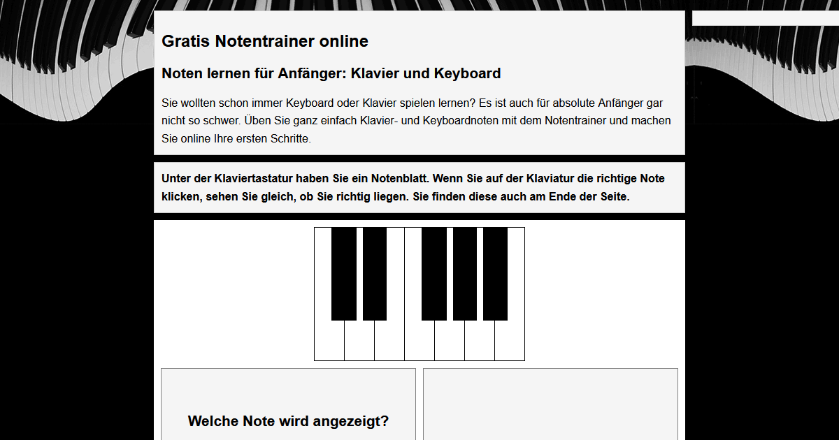Kostenloser Online-Notentrainer für Klavier und Keyboard – Noten lernen ... Kostenloser Online-Notentrainer für Klavier und Keyboard – Noten lernen ...